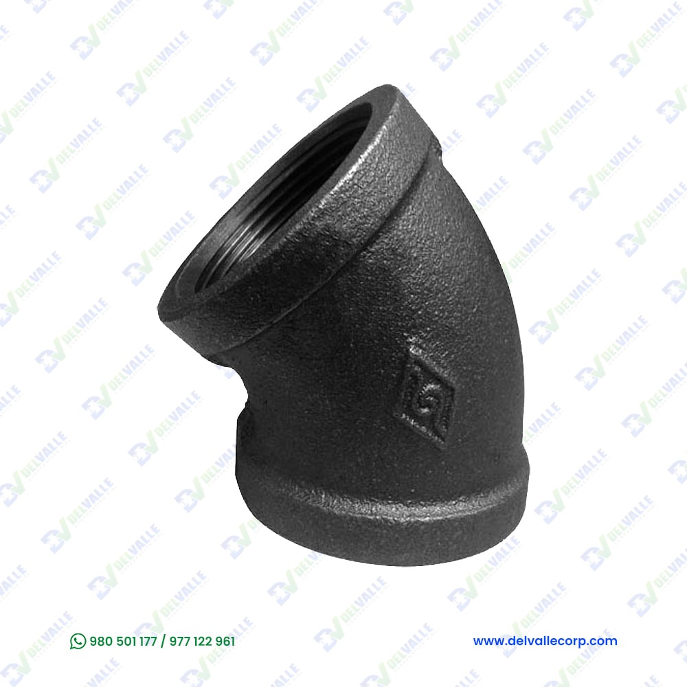 Codo 45 fierro negro - Del Valle Corporation E.I.R.L